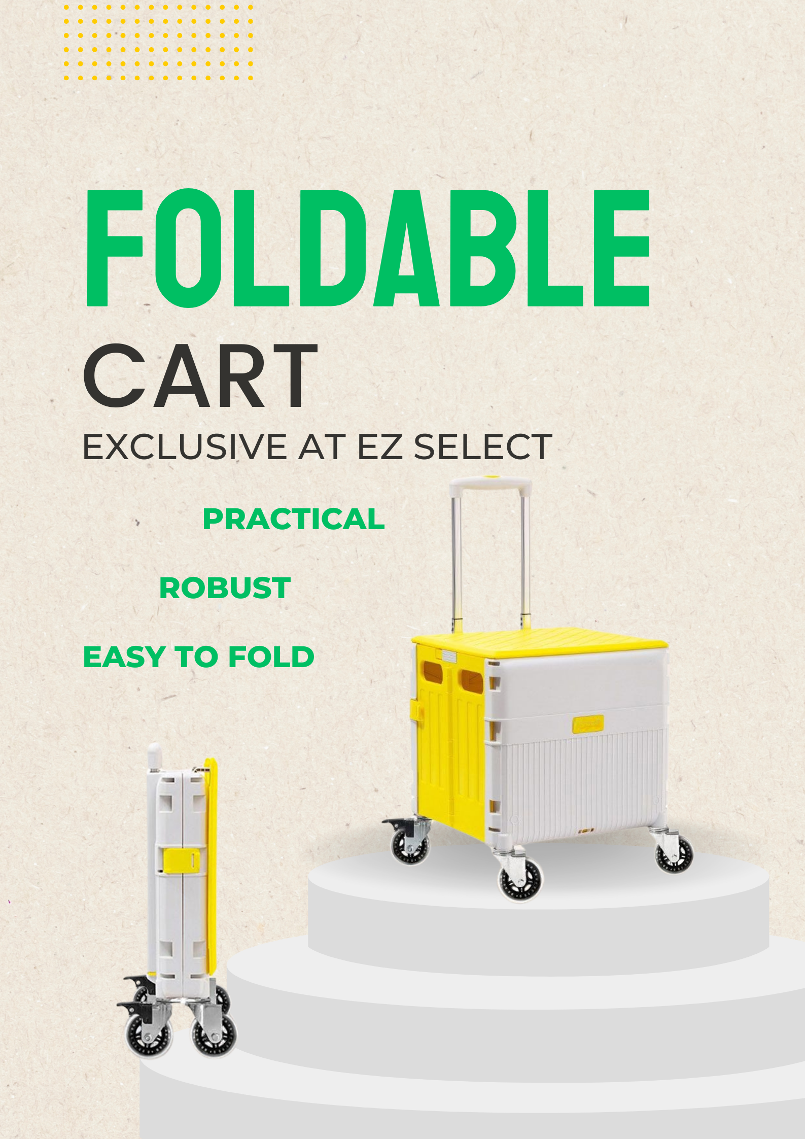 EZ SELECT Versatile Foldable Storage Cart with Magnetic Lid and Wheels