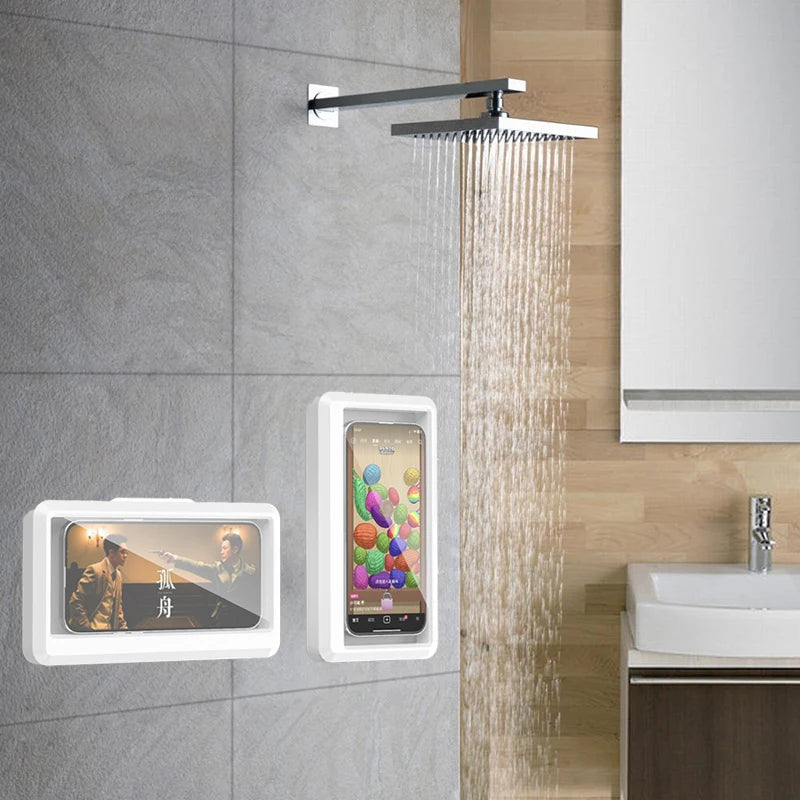 Bathroom Phone Holder Waterproof Touchable Case Wall Mounted All Cover